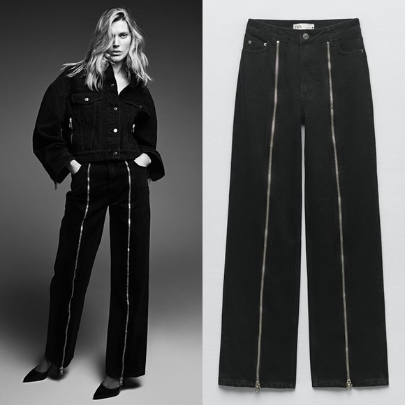 Zara | Pants & Jumpsuits | Zarawoman Ss23 Black Zw The Full Length ...